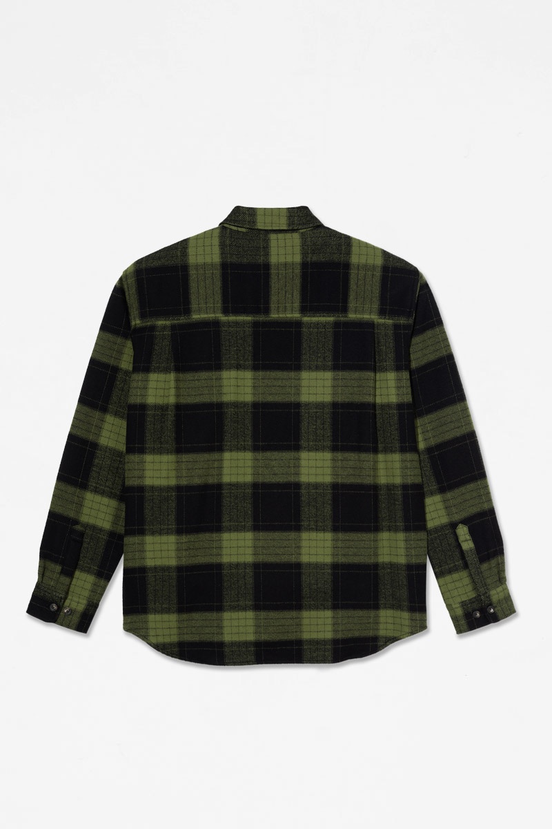 Polar Skate Co. Mike LS Flannel Shirt - Black/Army Green | Reede